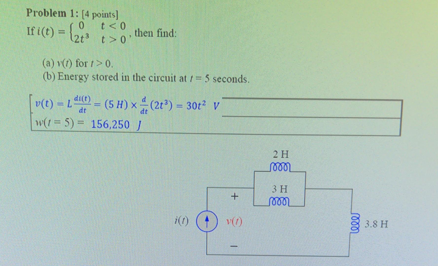 Solved Problem 1: [ 4 points] If i(t)={02t3t 0, then | Chegg.com