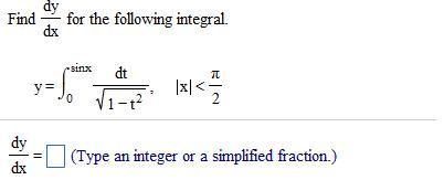 Solved Find dy/dx for the following integral y = ,|x| | Chegg.com
