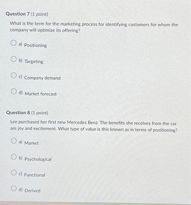 Solved # 7 & 8. Question 7 (1 point) What is the term for | Chegg.com