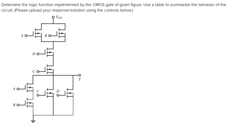 Solved Determine the logic function implemented by the CMOS | Chegg.com