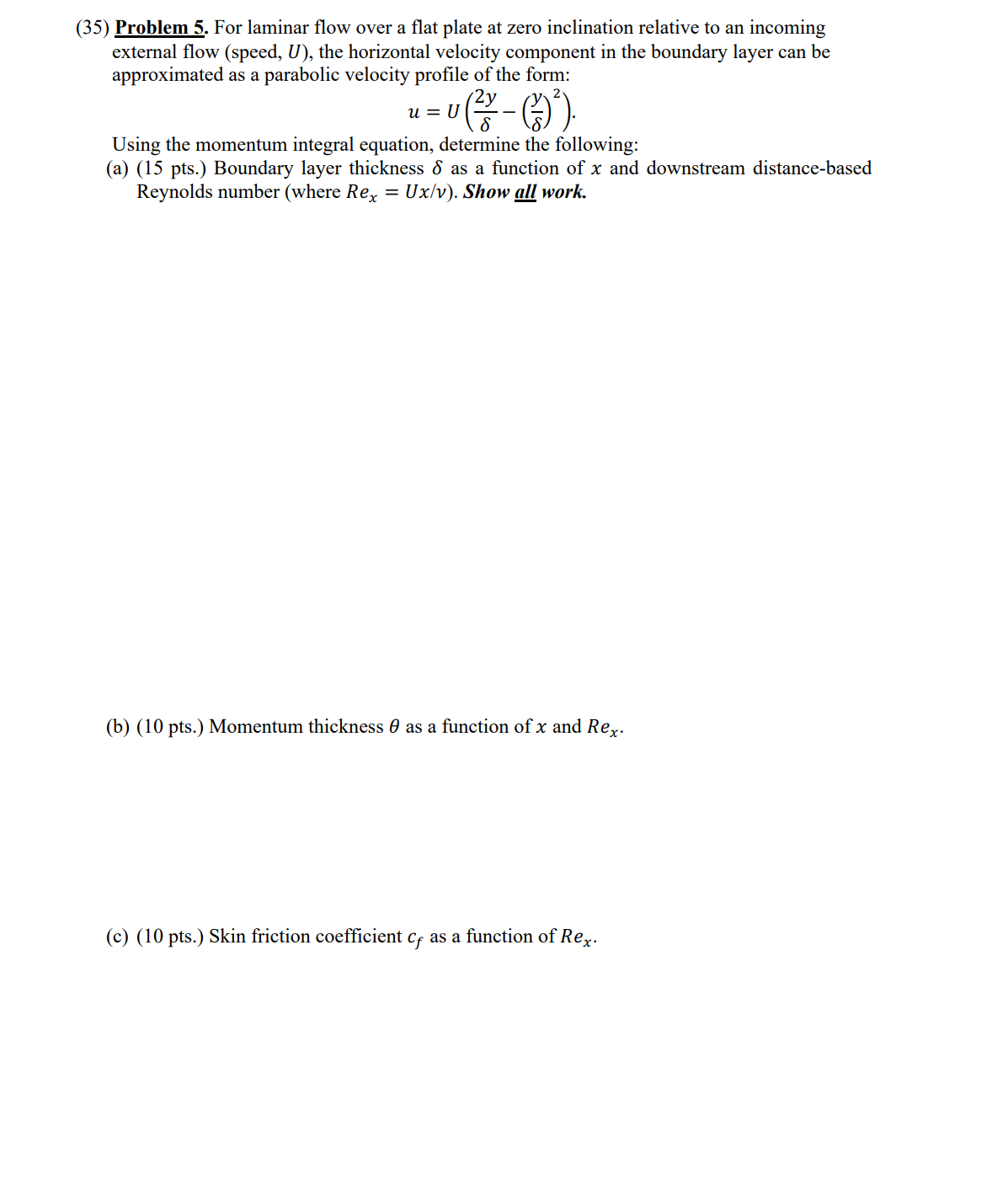 Solved U u=U((2y)/(\delta )-((y)/(\delta ))^(2))Using the | Chegg.com