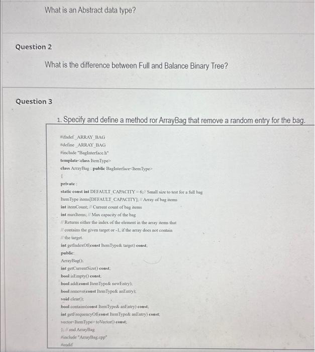Solved What is an Abstract data type? What is the difference | Chegg.com