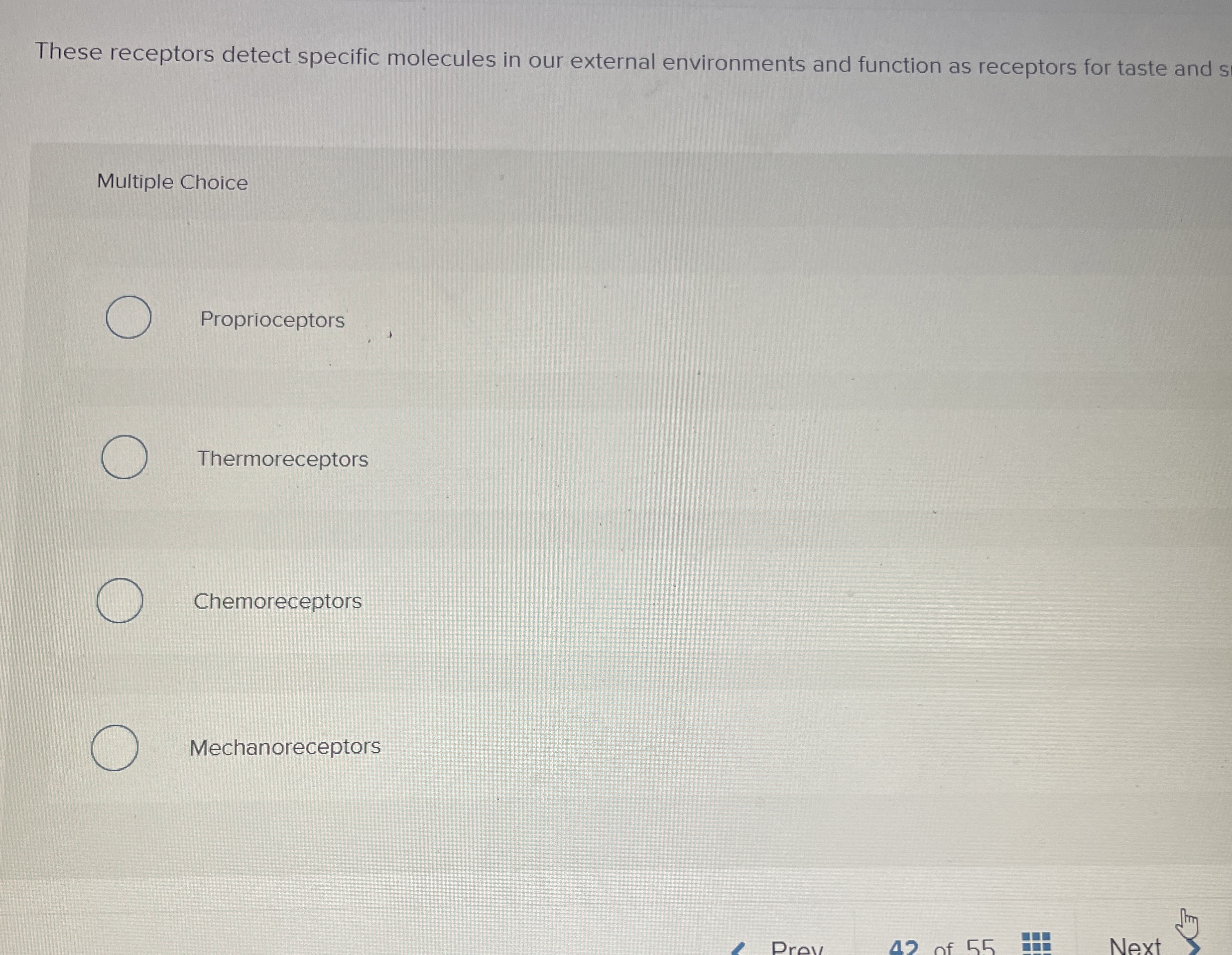 Solved These receptors detect specific molecules in our | Chegg.com