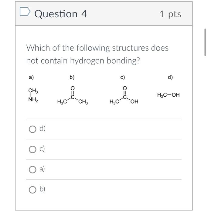Solved Question 4 1pt Which of the following structures does | Chegg.com