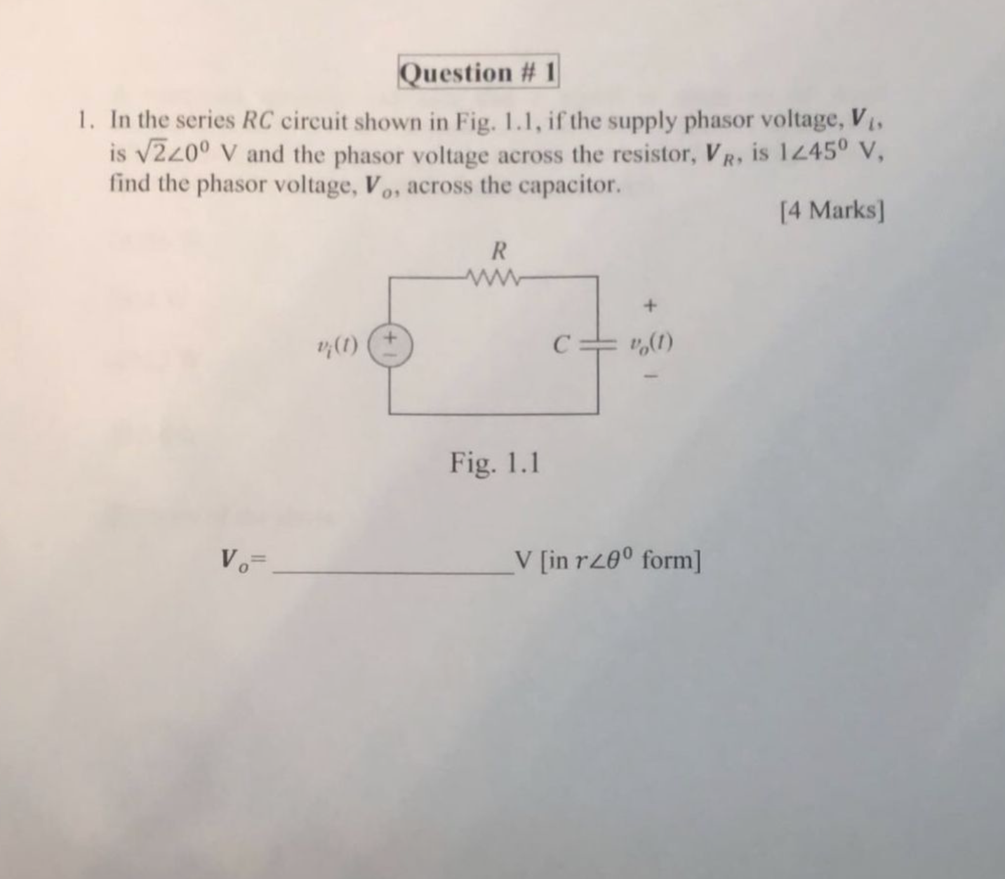 Solved Question # 1In the series RC ﻿circuit shown in Fig. | Chegg.com