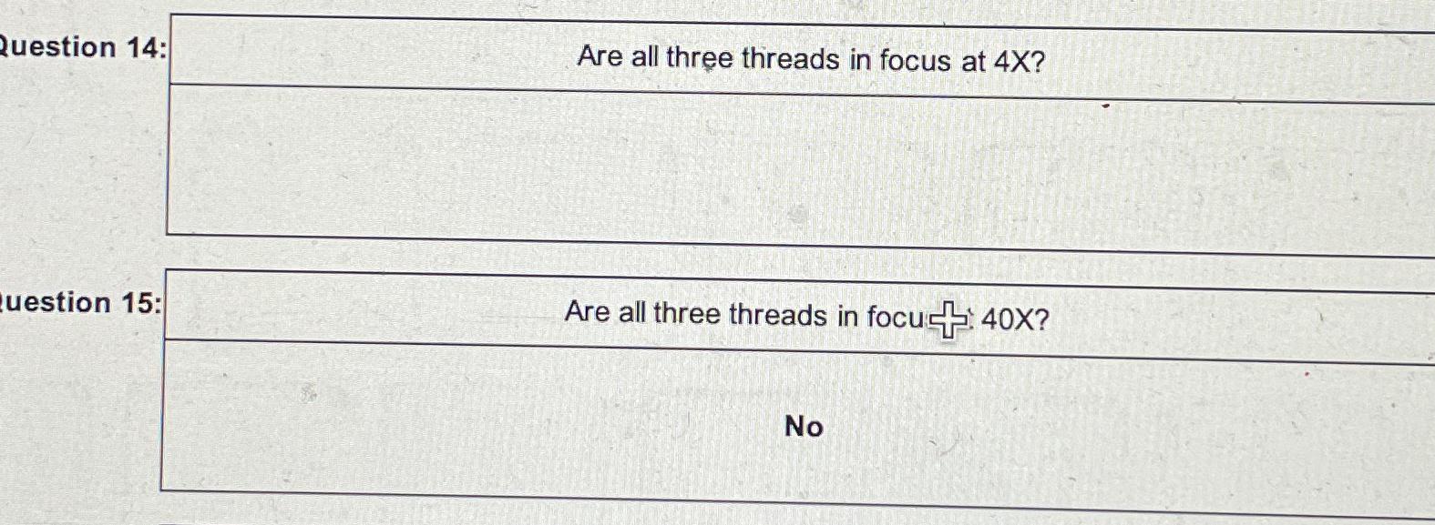 Solved Microscope:Are all three threads in focus at | Chegg.com