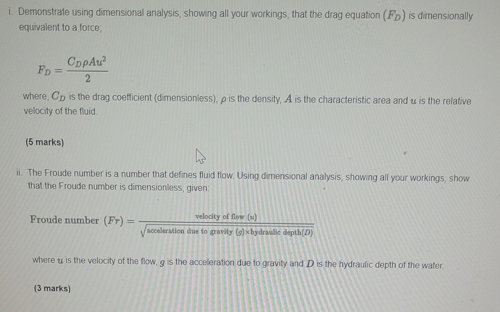 Solved Demonstrate using dimensional analysis, showing all | Chegg.com