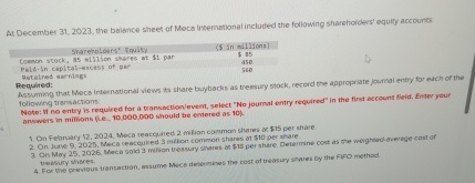 Solved At Decembet 31, 2023, ﻿the balance sheet of Moca | Chegg.com