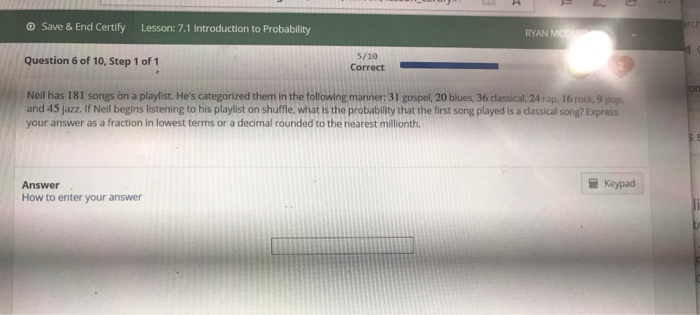 Solved arch O Save & End Certify Lesson: 7.1 Introduction to | Chegg.com