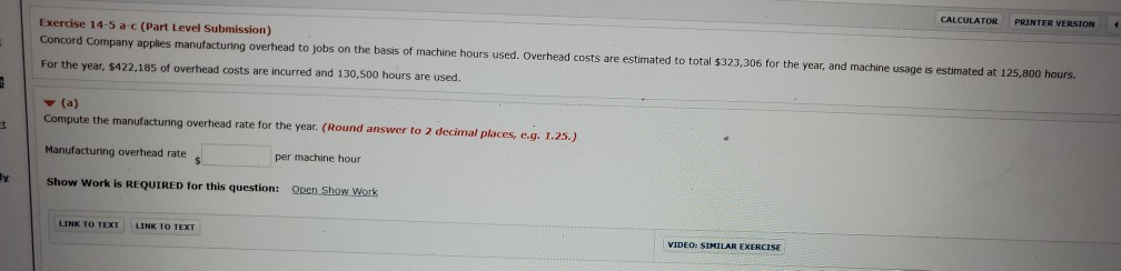 Solved CALCULATOR PRINTER VERSION 4 Exercise 14-5 a c (Part | Chegg.com