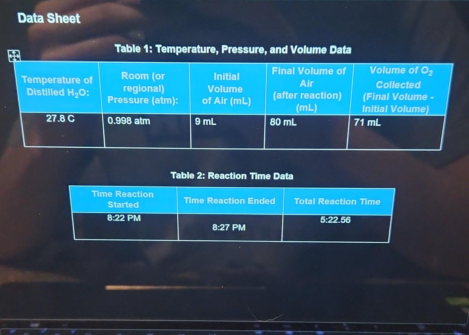Solved Table 2: Reaction Time DataCalculate the number of | Chegg.com
