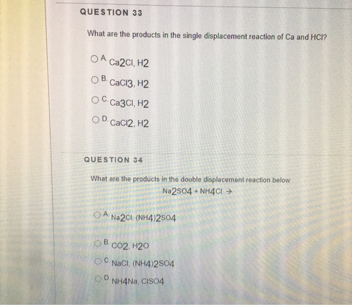 Solved QUESTION 33 What are the products in the single | Chegg.com