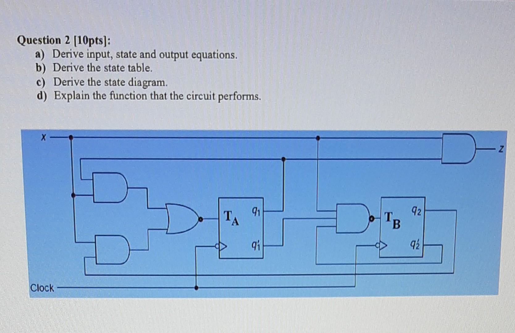 Solved Question 2 [10pts]: a) Derive input, state and output | Chegg.com