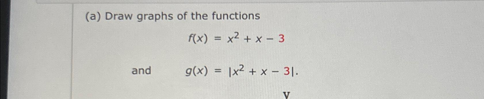 Solved (a) ﻿Draw graphs of the functionsf(x)=x2+x-3and | Chegg.com