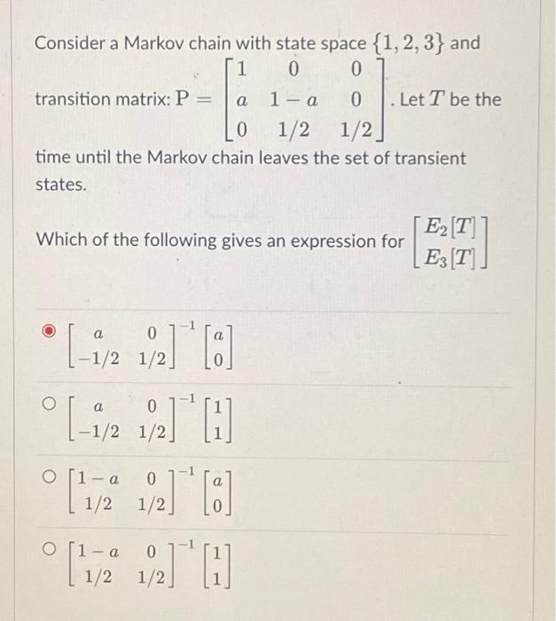 Solved Consider a Markov chain with state space {1, 2, 3} | Chegg.com