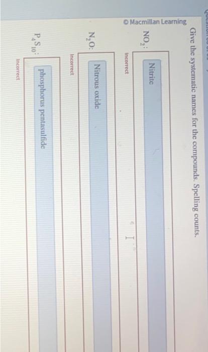 Solved Give the systematic names for the compounds. Spelling | Chegg.com