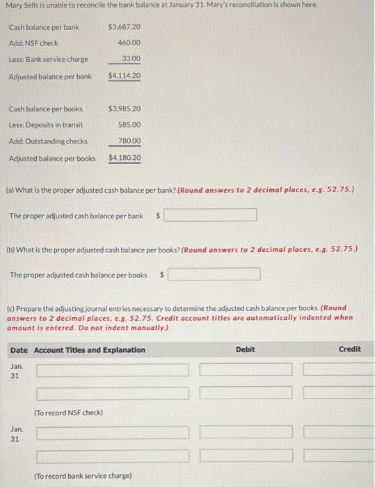 Solved (a) What is the proper adjusted cash balance per | Chegg.com