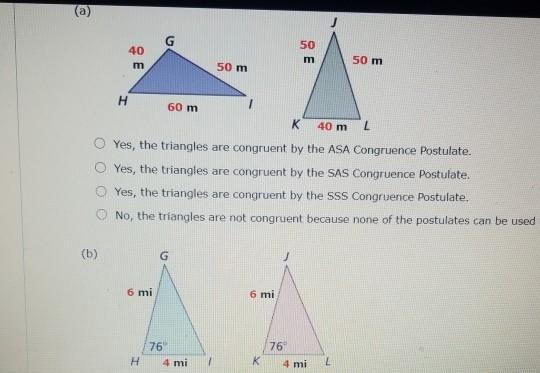 Solved decide whether each pair of triangles is congruent. | Chegg.com