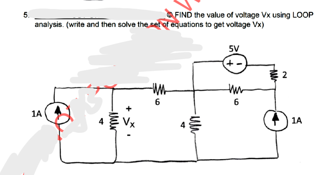 Solved FIND the value of voltage Vx ﻿using LOOP analysis. | Chegg.com