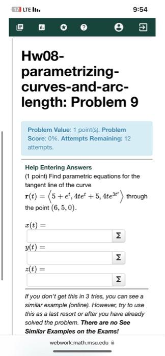 Solved Hw08- parametrizing- curves-and-arc- length: Problem | Chegg.com
