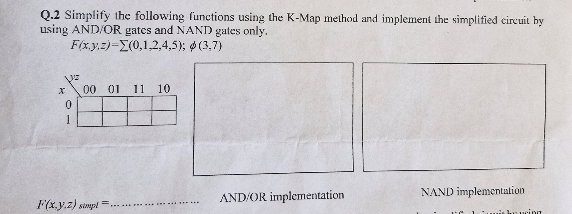 Solved Q. 2 ﻿Simplify the following functions using the | Chegg.com