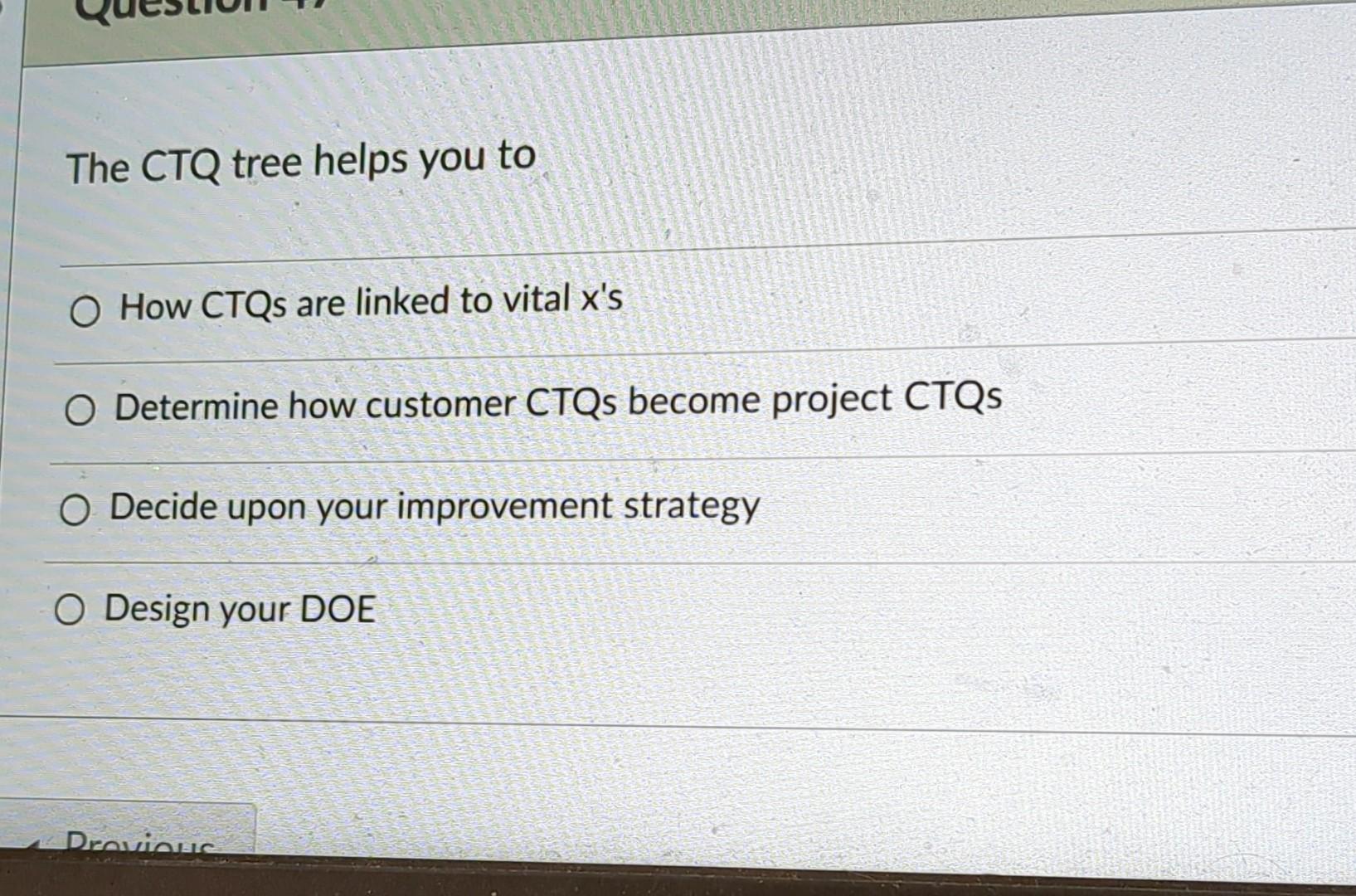 Solved The CTQ tree helps you to How CTQs are linked to | Chegg.com