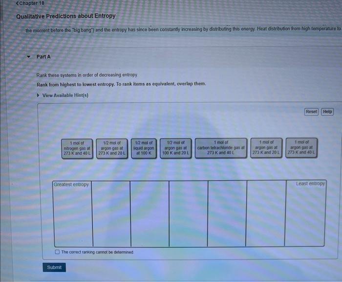 Solved alitative Predictions about Entropy the moment before | Chegg.com