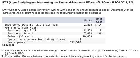 Solved E7-7 (Algo) Analyzing and Interpreting the Financial | Chegg.com