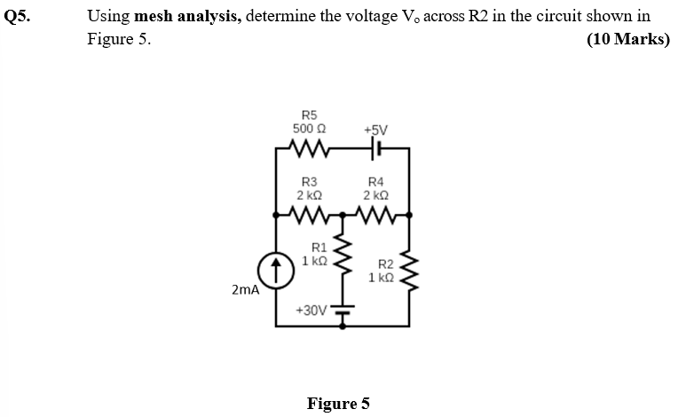 Solved Q5. ﻿Using mesh analysis, determine the voltage V0 | Chegg.com