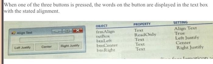 Solved When one of the three buttons is pressed, the words | Chegg.com