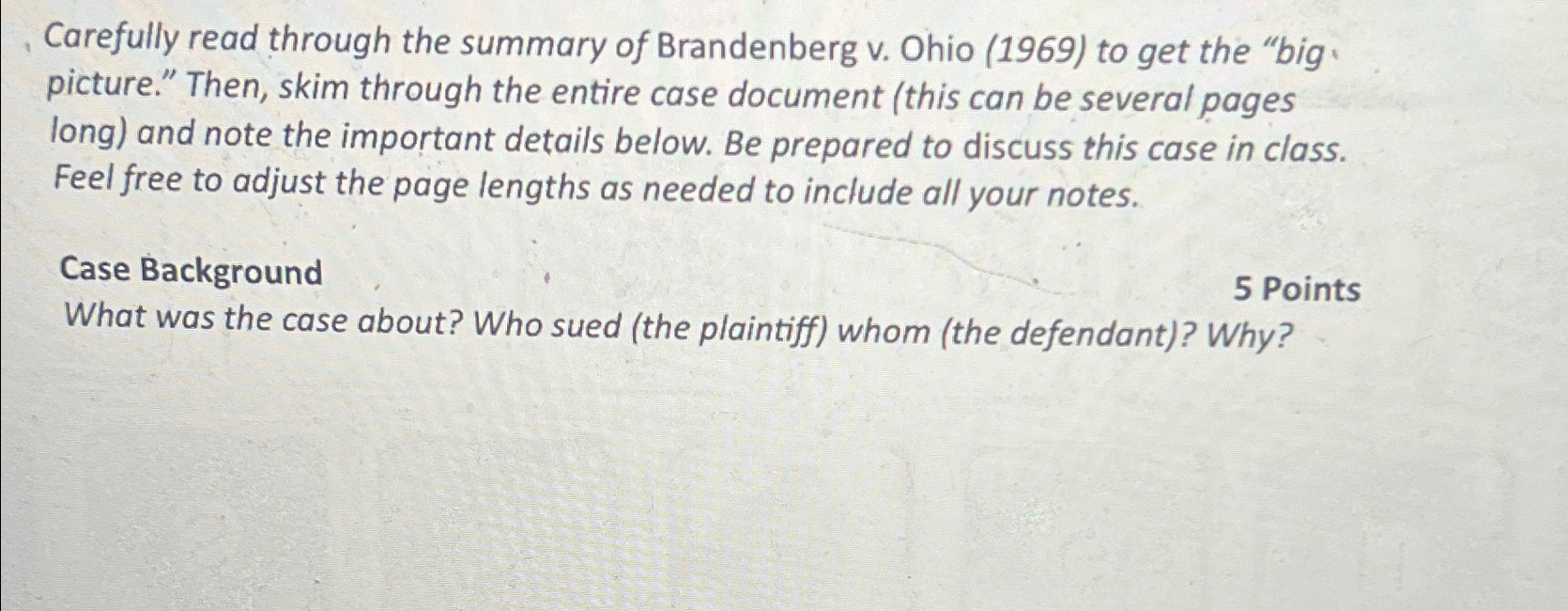 Solved Carefully read through the summary of Brandenberg v. | Chegg.com