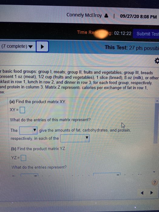 Solved A dietician prepares a diet specifying the amounts a | Chegg.com