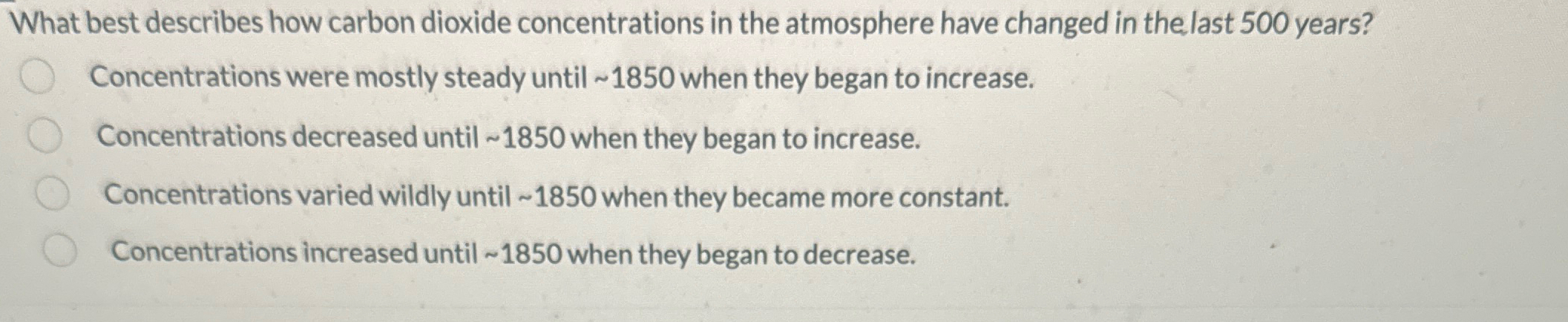 Solved What best describes how carbon dioxide concentrations | Chegg.com