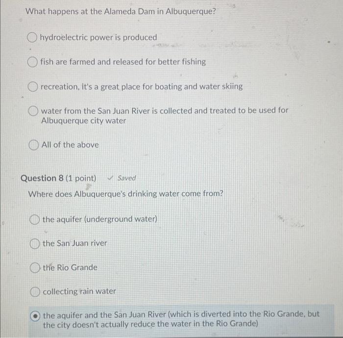 Solved What happens at the Alameda Dam in Albuquerque? | Chegg.com