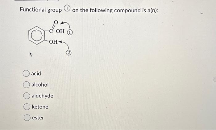 Solved Functional group (1) on the following compound is | Chegg.com