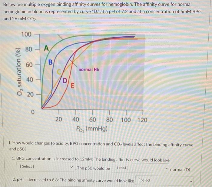 Solved Below are multiple oxygen binding affinity curves for | Chegg.com