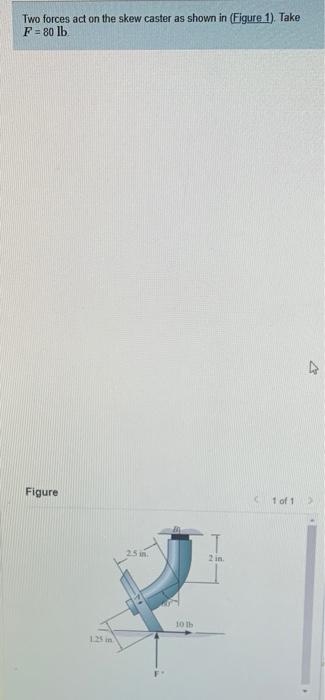 Solved Two forces act on the skew caster as shown in (Figure | Chegg.com Solved Two forces act on the skew caster as shown in (Figure | Chegg.com