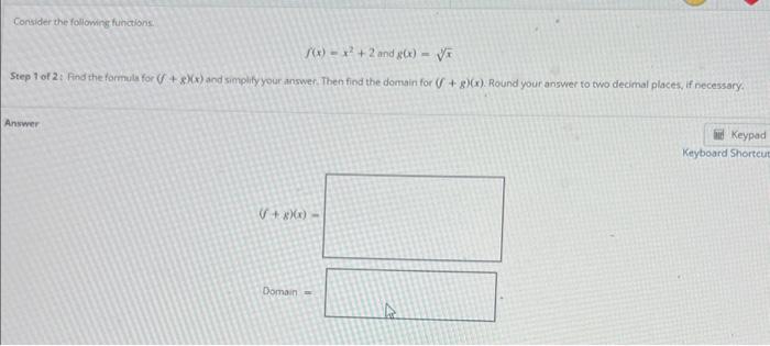 Solved Consider The Following Functions F X X2 2 And