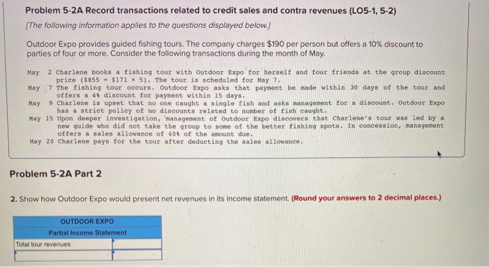 Solved Problem 5-2A Record transactions related to credit | Chegg.com