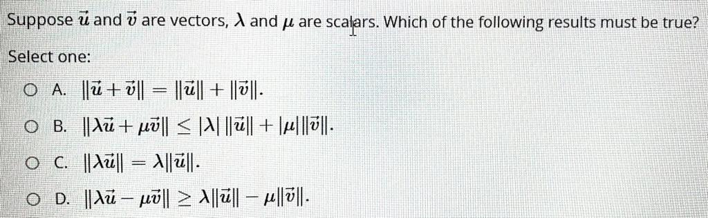 Solved Suppose u and v are vectors, 1 and u are scalars. | Chegg.com