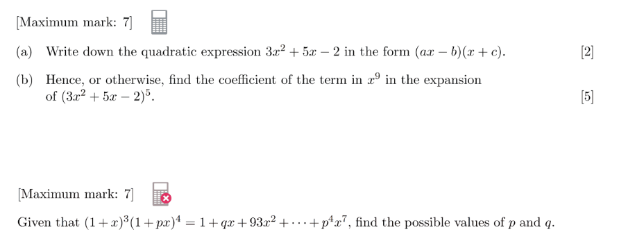 Solved [Maximum mark: 7] (a) Write down the quadratic | Chegg.com