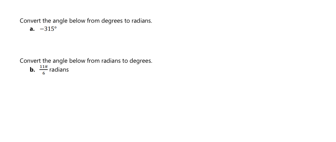 Solved Convert the angle below from degrees to | Chegg.com