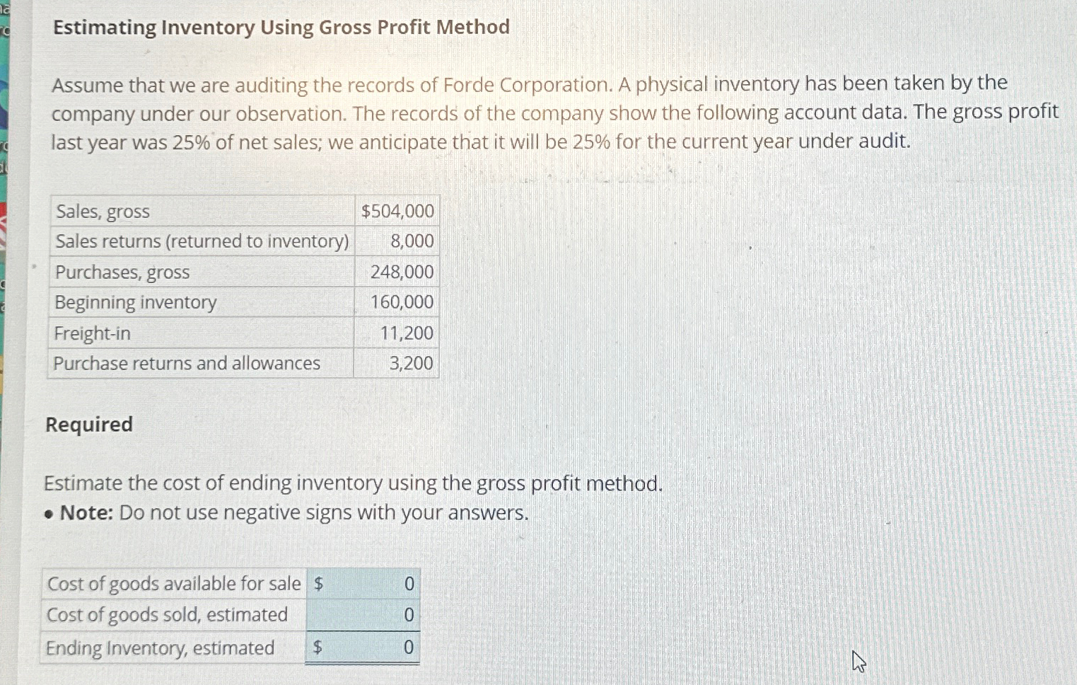 Solved Estimating Inventory Using Gross Profit Methodassume