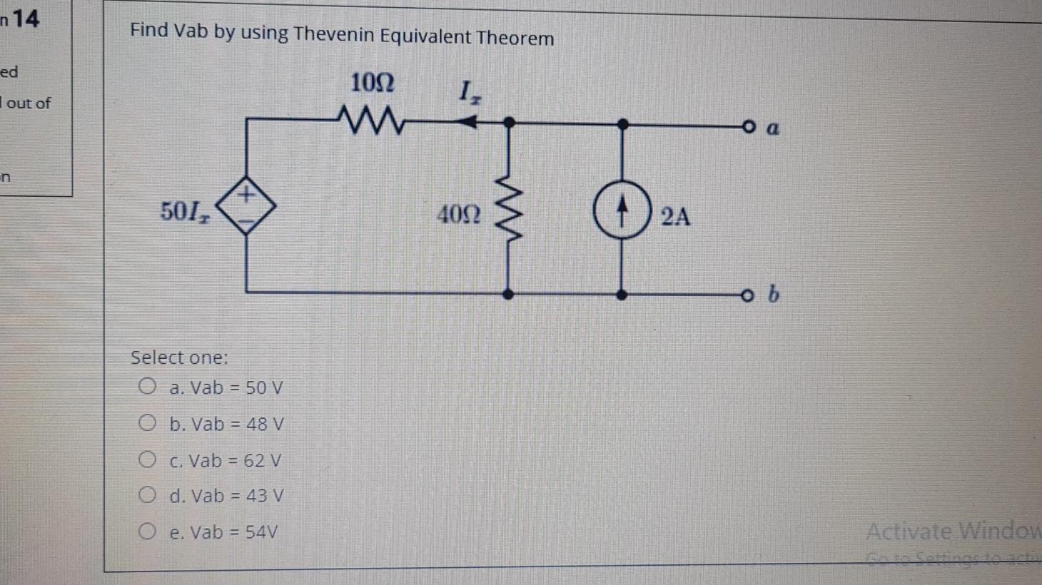 Solved n 14 Find Vab by using Thevenin Equivalent Theorem ed | Chegg.com