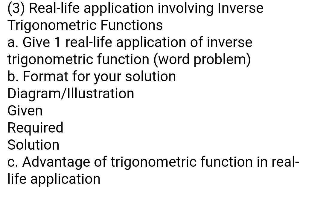 Solved (3) Real-life application involving Inverse | Chegg.com