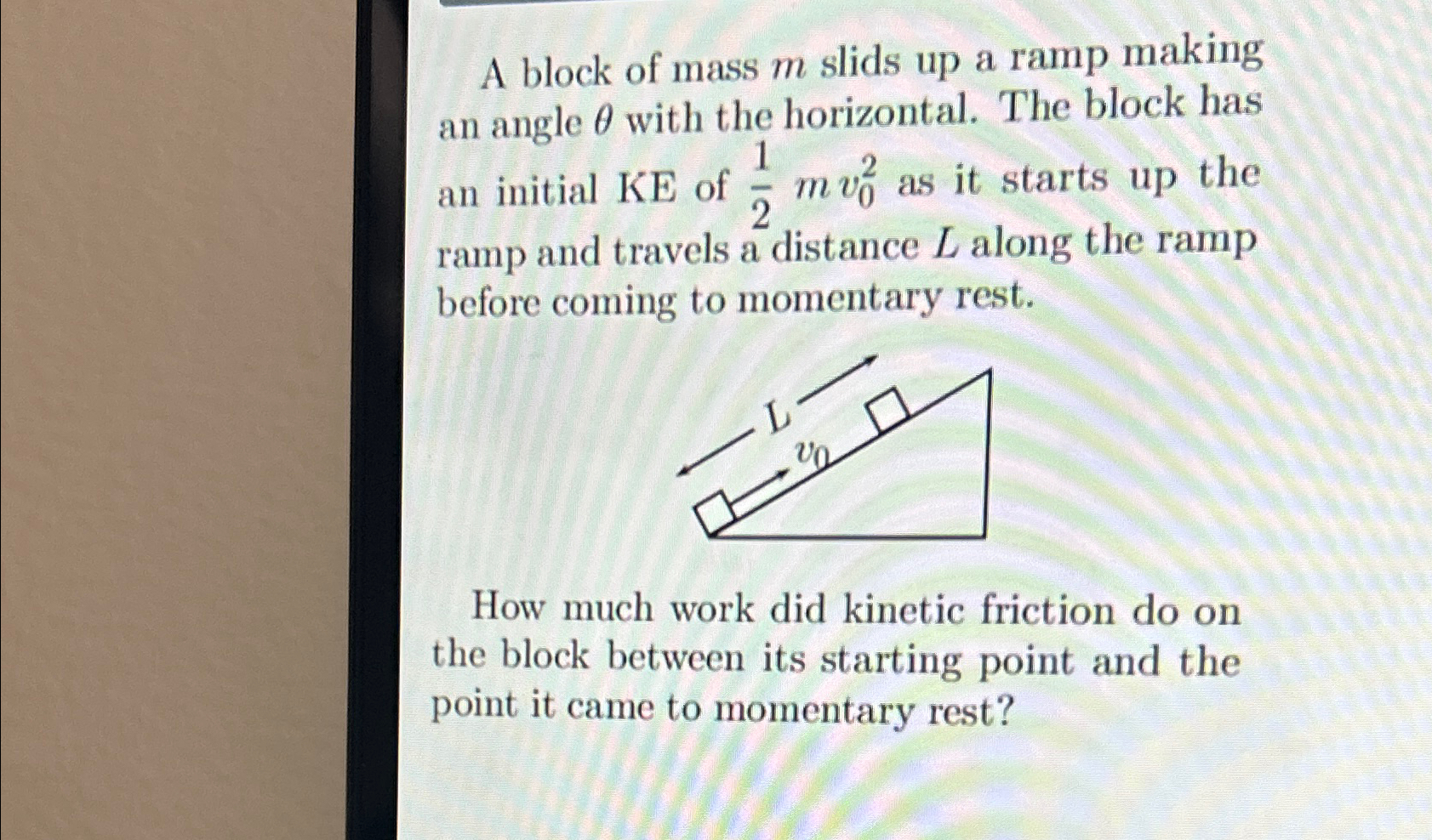 Solved A block of mass m ﻿slids up a ramp making an angle θ | Chegg.com