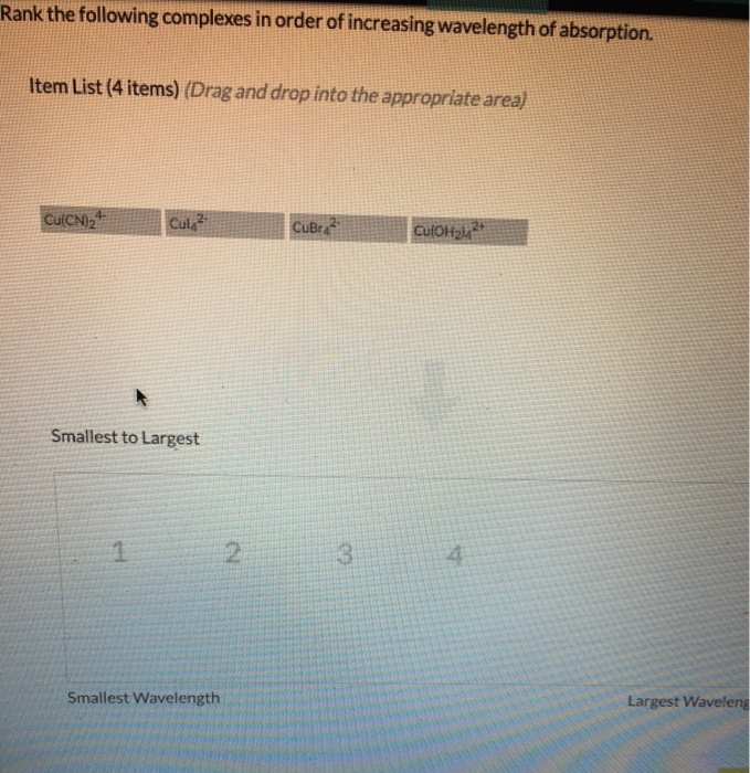 Solved Rank the following complexes in order of increasing | Chegg.com
