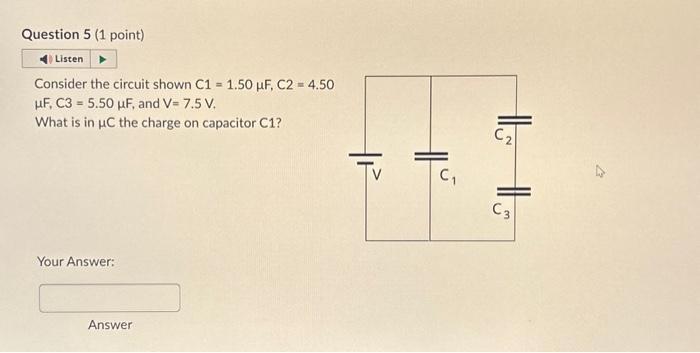 Solved Consider the circuit shown C1=1.50μF,C2=4.50 | Chegg.com