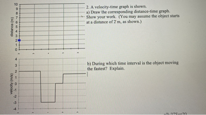 Solved 10 9 8 7 6 5 2. A velocity-time graph is shown. a) | Chegg.com