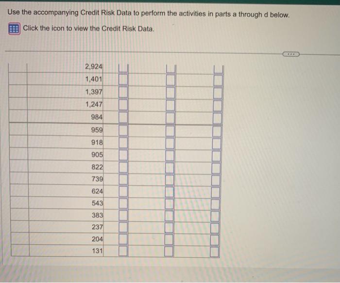 Solved Credit Risk DataCredit Risk DataUse the accompanying | Chegg.com